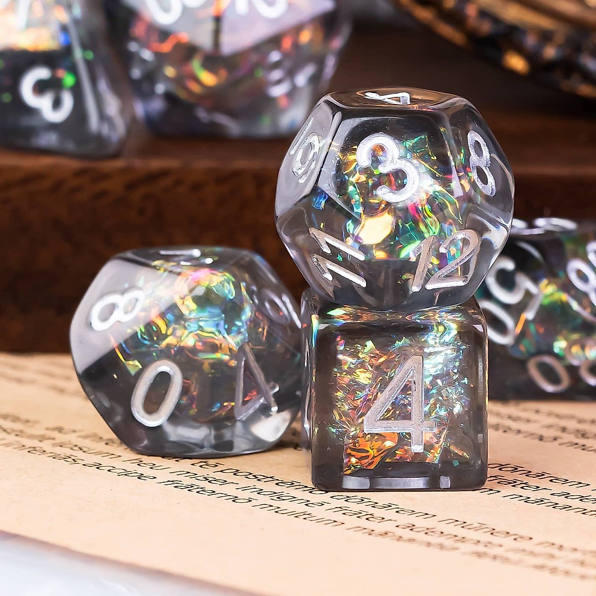UDIXI 7PCS Polyhedral DND Dice Set, Characters's Weapons Design for Role Playing Dice Games as Dungeons and Dragons RPG MTG Table Games (Bard)