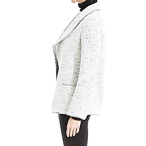 Max Studio Women's Tweed Drape Jacket with Pockets, Ivory/Black, Large