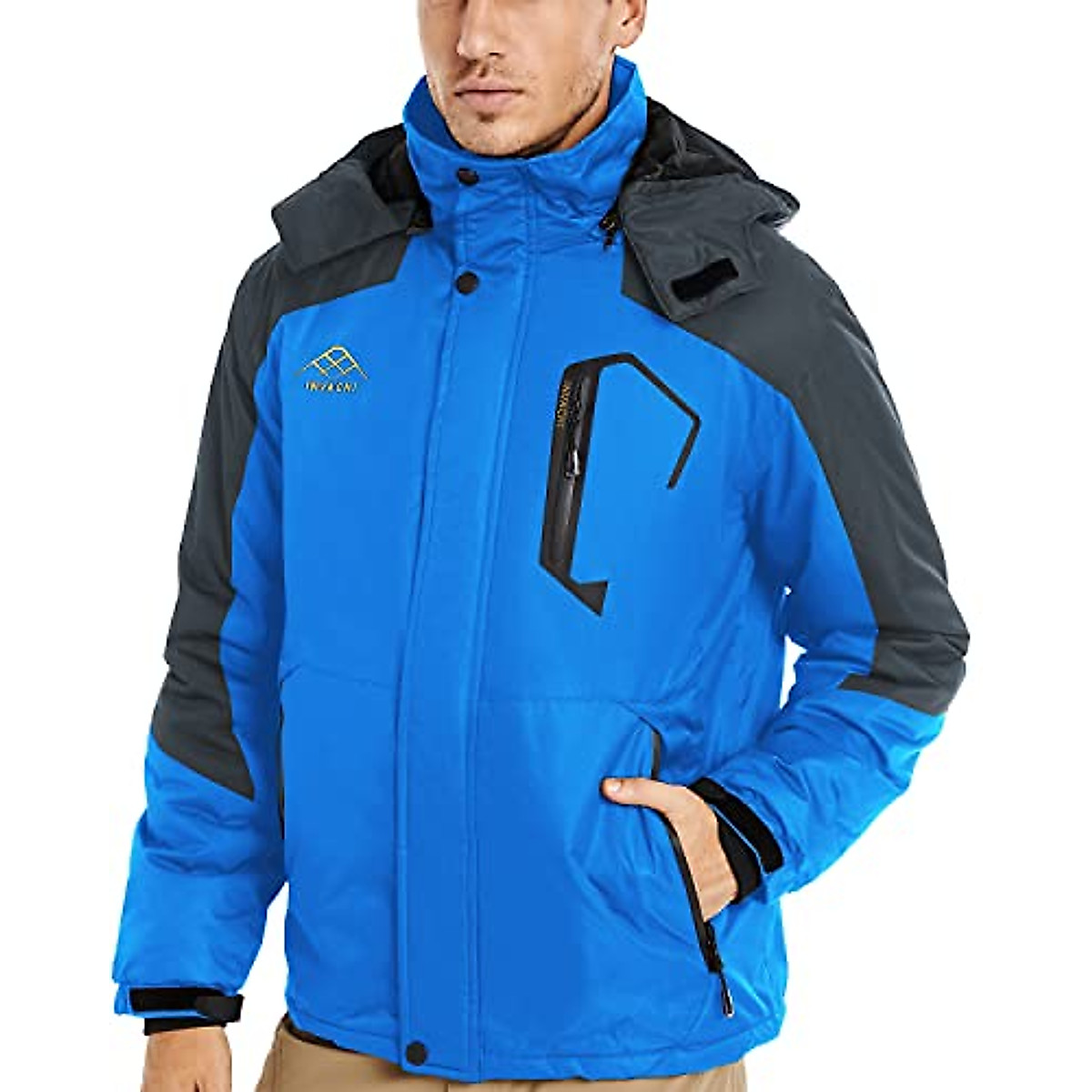 INVACHI Men's Waterproof Ski Jacket Warm Winter Snow Coat Hooded Windbreaker