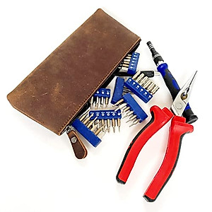 Leather Pencil Case for Adults - 100% Genuine leather pen case with zipper. A luxury gift ideal for professionals, artists, insulin, tampon / period items or small makeup bag for purse