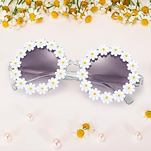 Dollger Daisy Sunglasses for Women Flower Round Fashion Rave Party Disco Fun Festival Retro Sunglasses Girls Gift