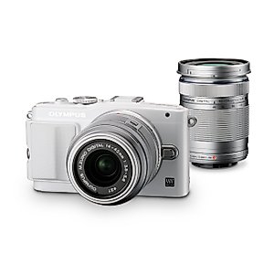 Olympus Mirrorless SLR E-PL6 with ED 14-42mm f/3.5-5.6 and ED 40-150mm f/4.0-5.6 Lens Kit (White) - International Version