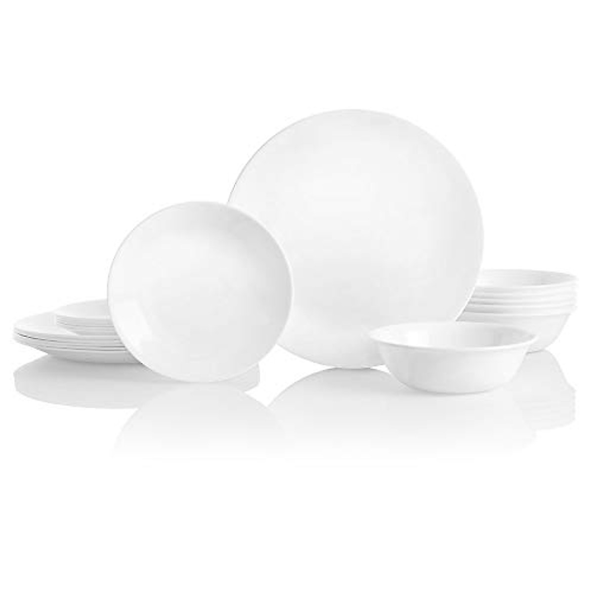 Corelle Livingware 18-Piece Dinnerware Set, Winter Frost White, Service for 6 (1088609)