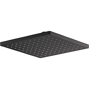 KOHLER 26149-G-BL Honesty 10 Inch Single-Function Rainfall Showerhead, Wall- or Ceiling-Mount Square Shower Head, 1.75 GPM, Matte Black