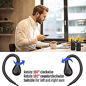 Retevis RT22 Walkie Talkie Earpiece with Mic, 2 Pin Earhook Earpiece, Compatible H-777 RT21 RT68 RT19 Baofeng UV-5R Arcshell AR-5 Two Way Radio, Security Two Way Radio Headset(6 Pack)