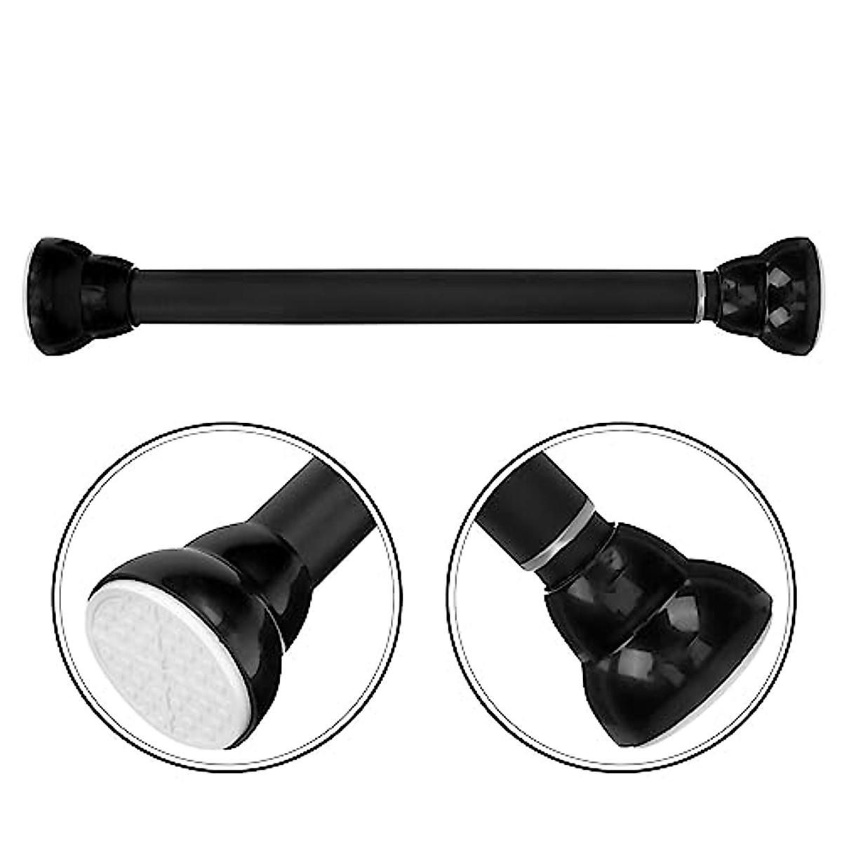 Alipis Free Punching Telescopic Pole Bathroom Shower Curtain Rod Clothes Drying Rod Retractable Clothes Rail Shower Curtain Rods Spring Tension For Closet,Curtain(Black)