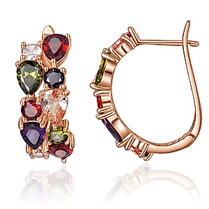 Bamoer Mona Lisa Multicolored Swarovski Elements Crystal Fashion Bridal Jewelry Sets necklace and earrings and bracelet and Ring for Women Girls (Only earring)-Ideal Valentine’s Day Gift