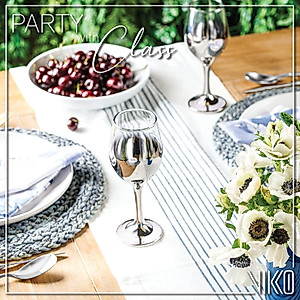 Vikko Décor Silver Ombre Wine Glasses: 14 Ounce Fancy Wine Glasses With Stem for Red and White Wine – Thick and Durable – Dishwasher Safe Goblets – Great Gift Idea – Set of 6 Decorative Wine Glasses