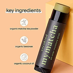 Cocokind Mymatcha All-Over Moisture Stick, Lip Balm and Eye Cream for Dry Skin, With Organic Coconut Oil and Beeswax, Green Tea Mask Stick