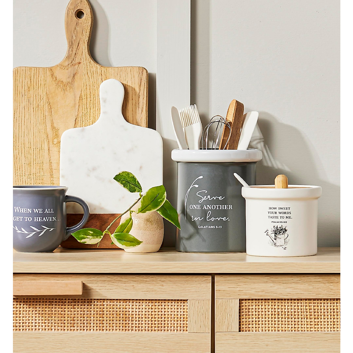 DaySpring - Serve One Another in Love - Ceramic Utensil Caddy (J8349)