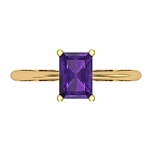 Clara Pucci 1.0 ct Radiant Cut Solitaire Natural Amethyst gemstone Bridal Designer Anniversary Engagement Ring Real 14k Yellow Gold