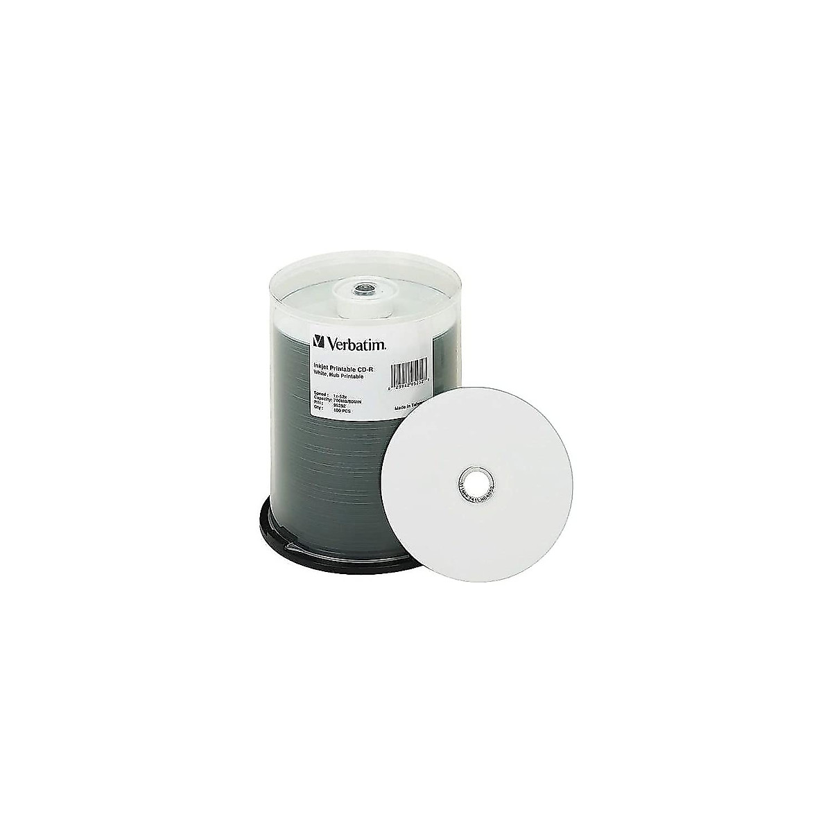 Verbatim CD-R 700MB 52X White Inkjet Hub Printable Recordable Media Disc - 100pk Spindle