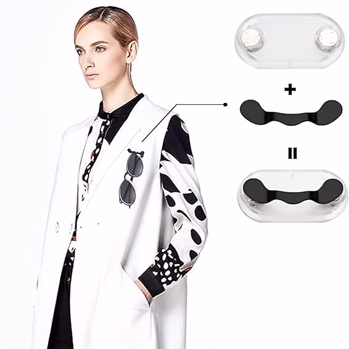 Magnetic Eyeglass Holder, 4 Pack Magnet Pin, Pins for Clothes Shirt,Magnet Badge Holder (silvery+black)