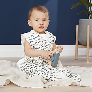 ergoPouch 1.0 TOG Sheeting Sleeping Bag Organic Cotton Wearable Blanket Sleeping Bag. Soft 400+ Thread Count with Stretch Panels (Waves, 2-12 Months)