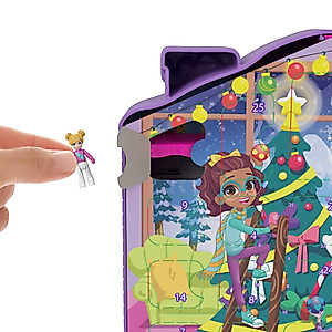 Polly Pocket Advent Calendar, Winter House Design, 25 Surprises Including 2 Micro Dolls, 3 Animal Figures, Furniture & Accessories