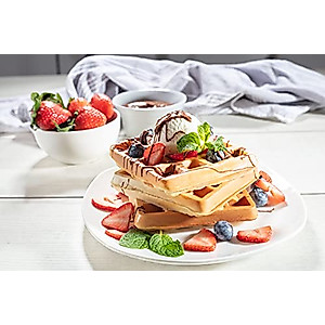 CucinaPro Four Square Belgian Waffle Maker, Extra Large Stainless Steel Kitchen Appliance with Nonstick Waffler Iron Plates, Makes 4 Fluffy Waffles, Griddle is Great for Family Breakfast or Gift