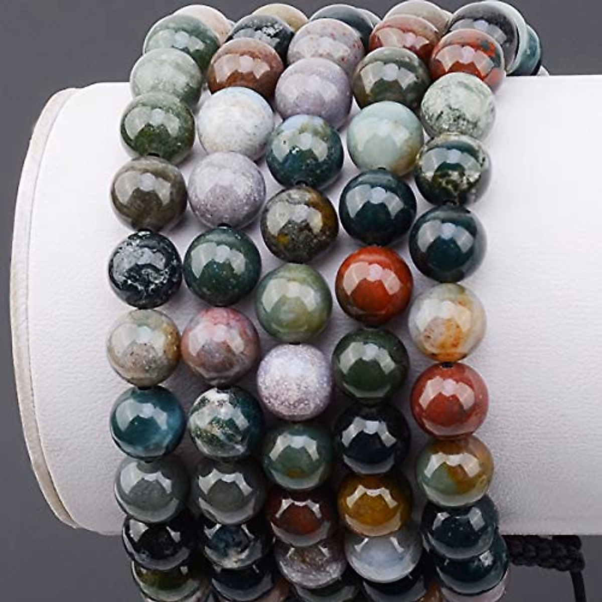 Massive Beads Men Women Natural Indian Agate Braided Macrame Bracelet 8mm Crystal Healing (Indian Agate)