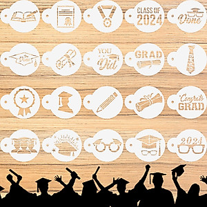 20 Pieces Graduate Cookie Stencils Reusable Cakes Baking Template for DIY Craft Graduation Party
