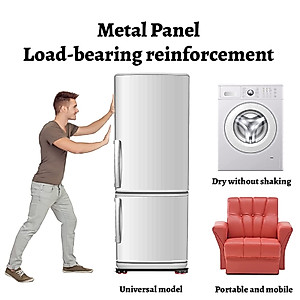 EEUK Adjustable Mobile Washing Machine Stand Base, Extendable Appliance Rollers Mobile Washing Machine Base Furniture Dolly Stand for Refrigerators Dryers Dishwashers, Load of 300 Kg(Color:White)