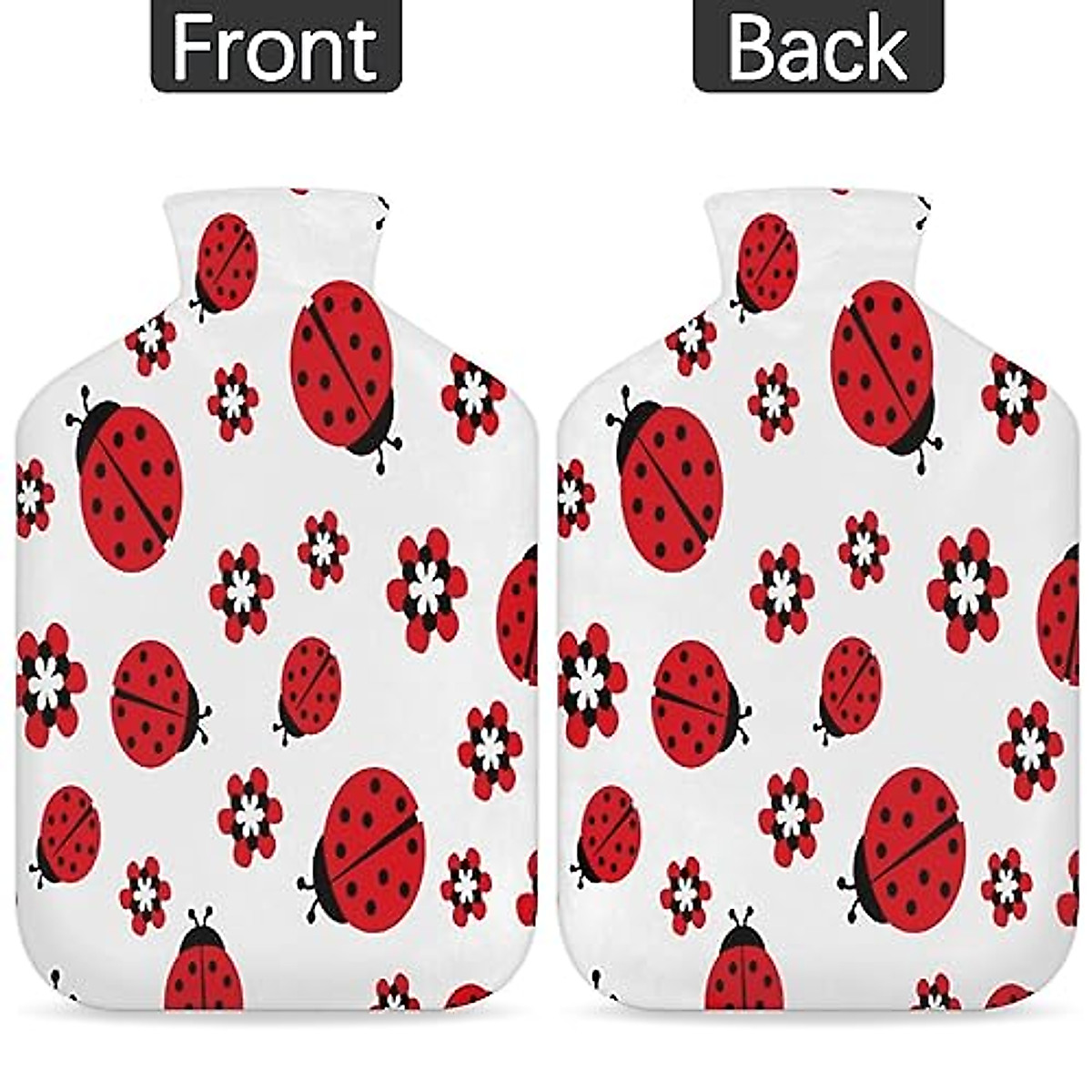 Red Ladybug Pattern Hot Water Bottle with Cover 2L Large Hot Water Bag for Menstrual Cramps, Neck and Shoulder Pain Relief, Hot Cold Therapy, Hand Feet Warmer