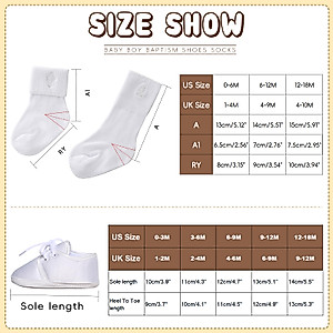 Booulfi Baby Sock Shoes White Newborn Booties Infant Baptism Shoes Socks for Baby Boy 3-6 Months Baptism Christening Easter Outfits for Boys Girl