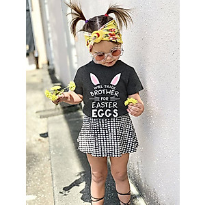 Baby Easter Shirt Trade Brother Sister for Easter Eggs Tshirt Toddler Bunny Short Sleeve Cotton Tops Grey