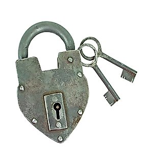 Antique Reproduction Heart Padlock with 2 Skeleton Keys INsideOUT by Upper Deck