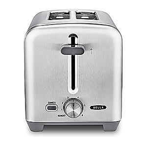 BELLA 2 Slice Toaster, Quick & Even Results Every Time, Wide Slots Fit Any Size Bread Like Bagels or Texas Toast, Drop-Down Crumb Tray for Easy Clean Up, Stainless Steel