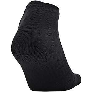 Under Armour Adult Training Cotton No Show Socks, Multipairs , Black (6-Pairs) , Large