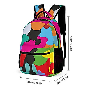MIGAIUOI Bright Camouflage Backpack Cute Backpacks Casual Daypack Large Capacity Travel Backpack Bag