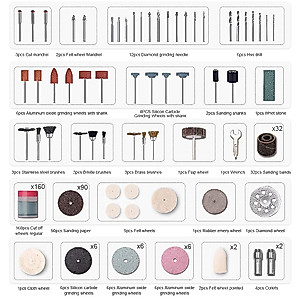 Luckyway 361-Piece Rotary Tool Accessories Kit, Grinding Polishing Drilling Kits, 1/8" Shank Electric Grinder Universal Fitment for Easy Cutting, Grinding, Sanding, Sharpening, Carving and Polishing