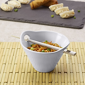Studio Nova Noodle Bowl and Chopstick Set, 3-Piece, White