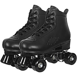 Roller Skates for Women with PU Leather High-top Classic Double Row Rollerskates, Unisex-Adult Derby Skate for Beginner,Fast Braking Rink Skates