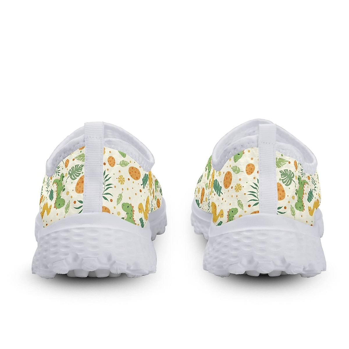 MARSVOVO Yellow Slip On Walking Shoes for Women Fashion Mesh Comfortable Sneakers Lightweight Breathable Air Knitted Non Slip Tennis Running Athletic Gym Sports Yoga Travel Shoes,Dinosaur,Size 9.5 US