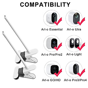 AOZTSUN 2Pack Flexible Clamp Mount Compatible with Arlo Cam, Arlo Pro/Pro 2/Pro 3/Ultra/Ultra 2, & Others Flexible Gooseneck Mounting Bracket No Tools or Wall Damage Required (White)