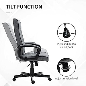 Vinsetto High-Back Home Office Chair, Computer Desk Chair with 360 Degree Swivel, Adjustable Height and Tilt Function, Dark Grey
