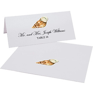 Assorted Seashell Printable Place Cards, Set of 60 (10 Sheets), Laser & Inkjet Printers - Wedding, Party, Dinner, and Special Events - Made in the USA