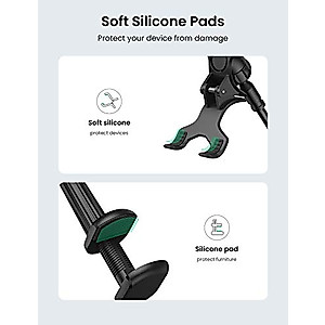 UGREEN Gooseneck Clip Phone Holder for Bed Desk Cell Phone Mount Flexible Lazy Long Arm Clamp Headboard Hand Free Overhead Video Recording Compatible with iPhone Pro Max Samsung Galaxy Ultra, 3.0 ft