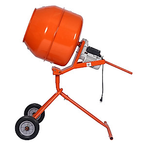 5 CU FT Electric Cement Mixer,1/2 HP Concrete Mixer Machine with Wheel and Stand,Portable Cement Mixer Machine,Suitable for Stucco and Seeds (5 Cu. Ft, Orange)