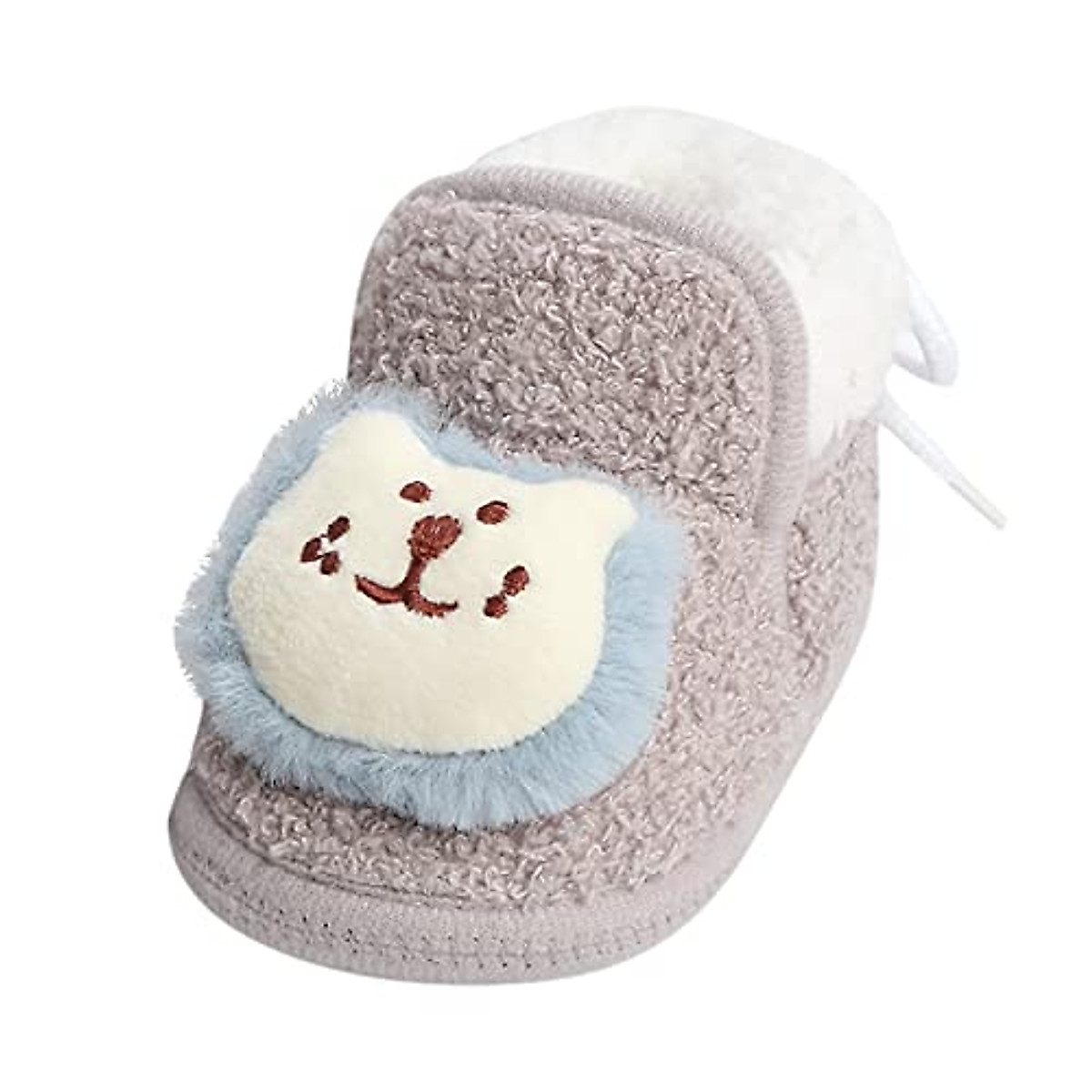 Lykmera Toddler Kids Fleece Cotton Boots Shoes Boots Bottom Shoes Velvet Thick Non Slip Cotton Shoes Infant Fleece Boots (Grey, 6-12 Months)