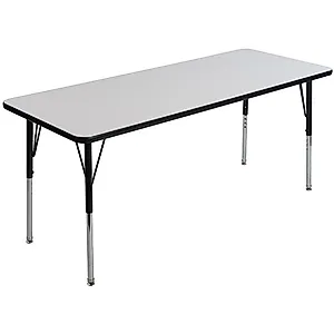 Displays2go Rectangular Office Table with Whiteboard Surface, Steel, Laminated Particle Board, & Melamine Construction – White Top, Black & Silver Legs (LCK2460WBS)