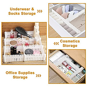 RealPlus 40 Pack of Drawer Dividers Adjustable Drawer Storage Organizer for Closet,Office Desk,Kitchen Storage,Dresser,Makeup Tools,Socks