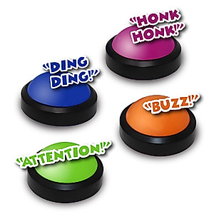 Teacher's Choice Game Buzzers with Unique Sounds for Each Buzzer |Great for Trivia, Competition, Spelling Bees and More, 4 Pack