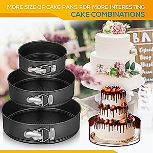 HIWARE Springform Pan Set of 3 Non-stick Cheesecake Pan, Leakproof Round Cake Pan Set Includes 3 Pieces 6" 8" 10" Springform Pans with 150 Pcs Parchment Paper Liners