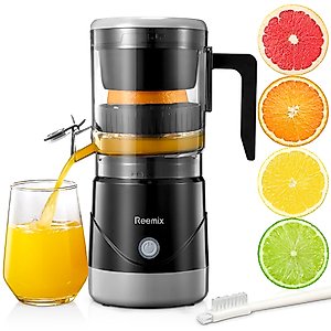 Electric Orange Juicer Squeezer, Reemix Electric Citrus Juicer, One Touch Operation, for Orange, Lemon, Grapefruit, Portable Juicer for Orange with Cleaning Brush