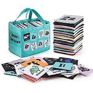 The Peanutshell Baby Soft Alphabet Flash Cards – Cloth ABC Book Cards for Babies & Toddlers, 26 Fabric Tiles, Infant to 36 Months Baby Books, Soft Alphabet Cards, Soft Alphabet Cards with Bag
