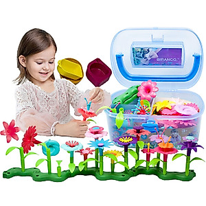 BIRANCO. Flower Garden Building Toys - Build a Bouquet Floral Arrangement Playset for Toddlers and Kids Gifts Age 3, 4, 5, 6 Year Old Girls, Educational STEM Toy (120 PCS)