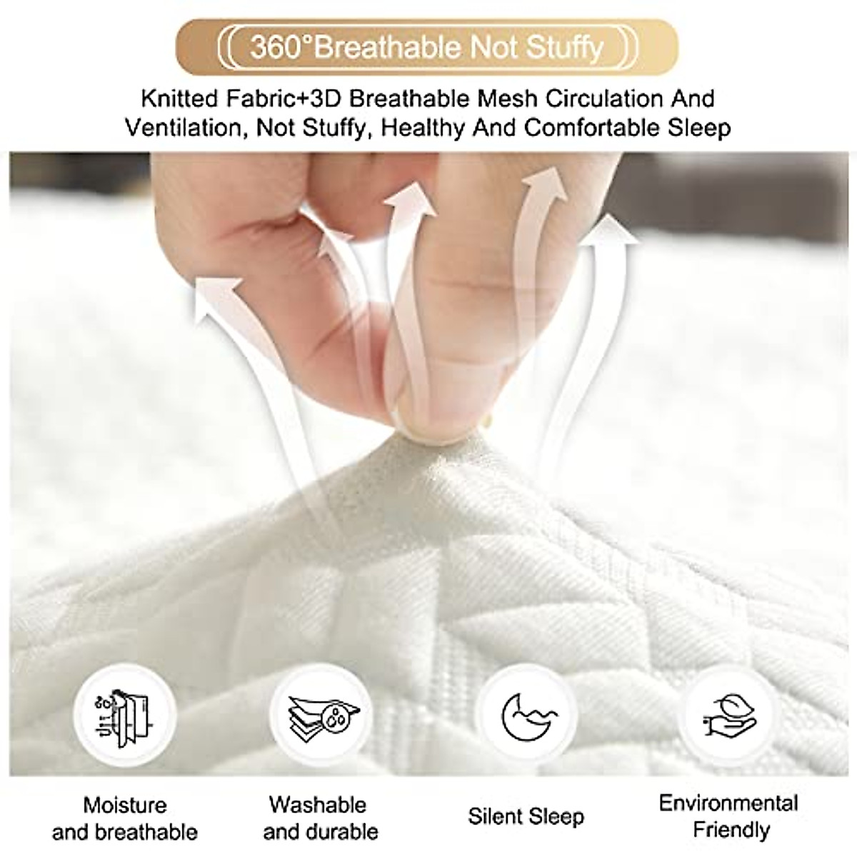 Fiberluxury 3 Inch Gel Infused King Size, High Density Cooling Ventilated Design Memory Foam Bed Toppers-Ultra Plush Mattress Toppers with Bamboo Cover