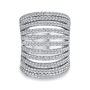 Bling Jewelry Geometric Fashion Cubic Zirconia Pave CZ Full Finger Armor Cocktail Statement Wide Multi Band Ring For Women Teen .925 Sterling Silver