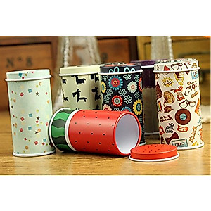 GracesDawn Set of 8 Home Kitchen Storage Containers Colorful Tins Round Tea Tins